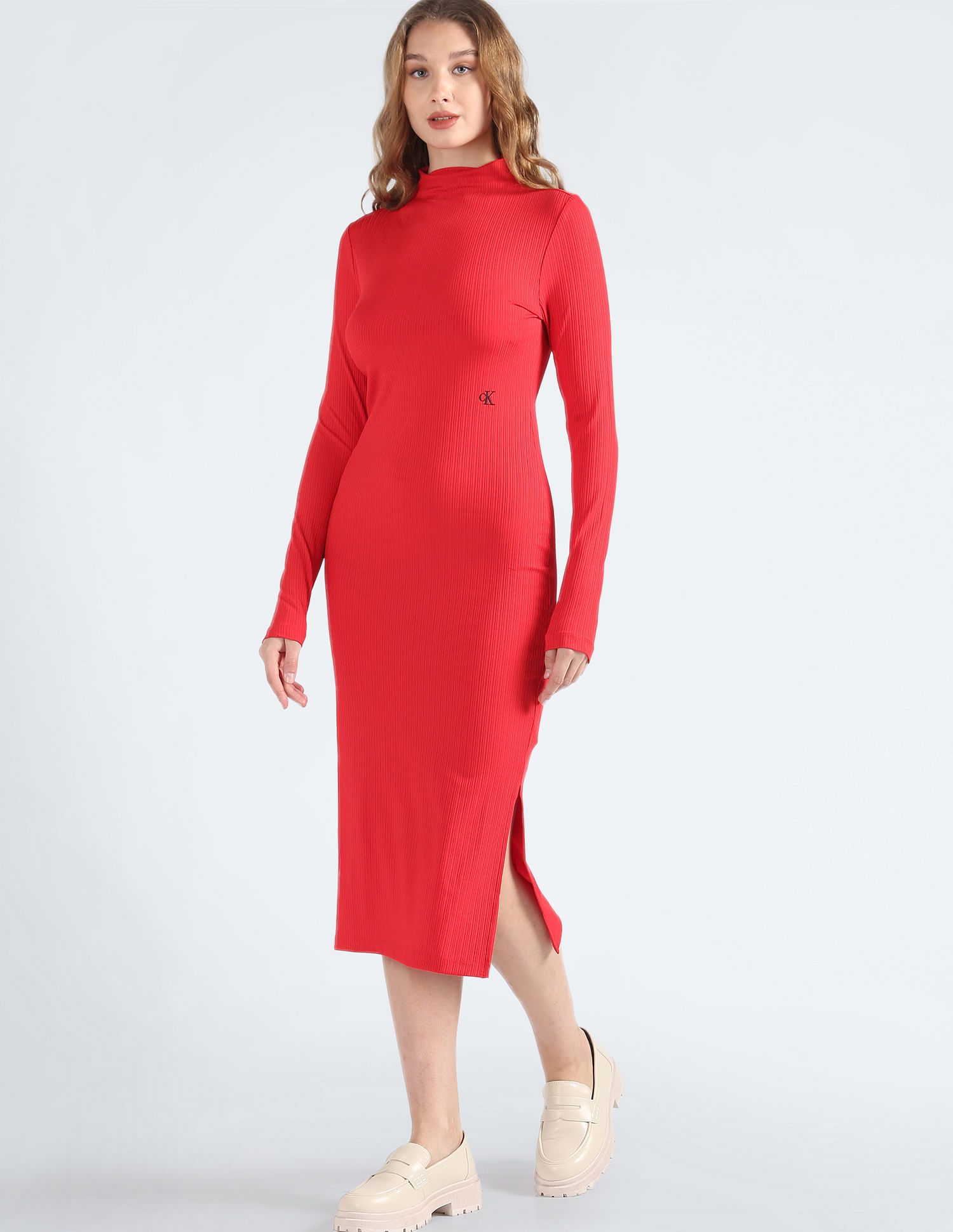 Buy Calvin Klein Jeans Mock Neck Rib Knit Dress NNNOW